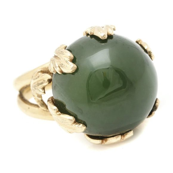 nephrite foliate | Jewelry | Sphere Style 4kt Yellow Gold Nephrite ...